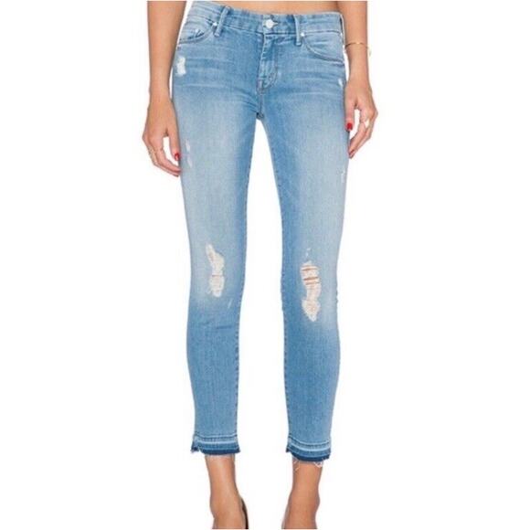 MOTHER | Jeans | Mother Jeans Undone Hem Looker Crop Distressed Slim ...